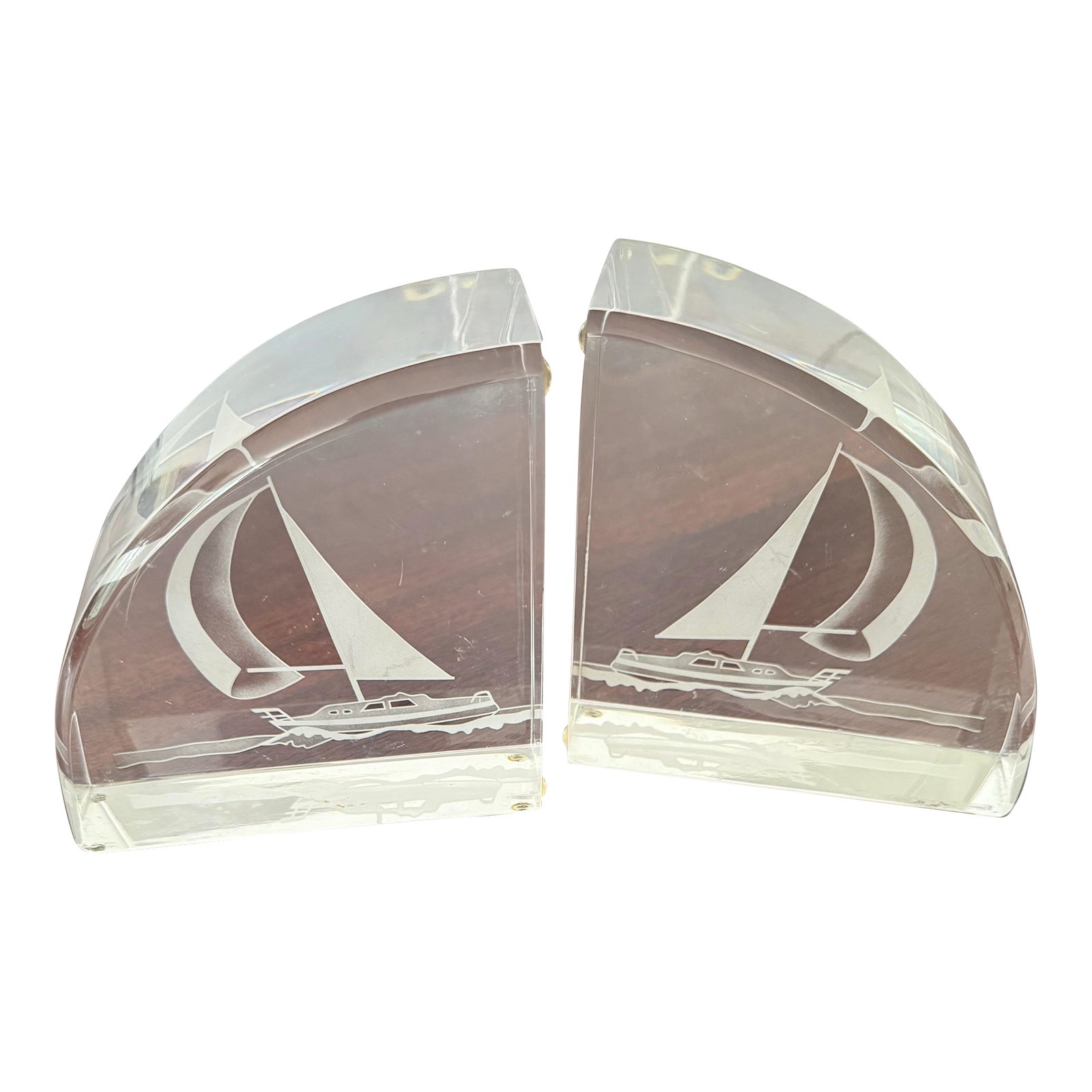 Lucite Sailboat Bookends - A Pair | Chairish