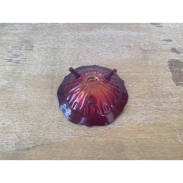 Mid Century Modern Ruby Red Fenton Footed Candy Dish | Chairish