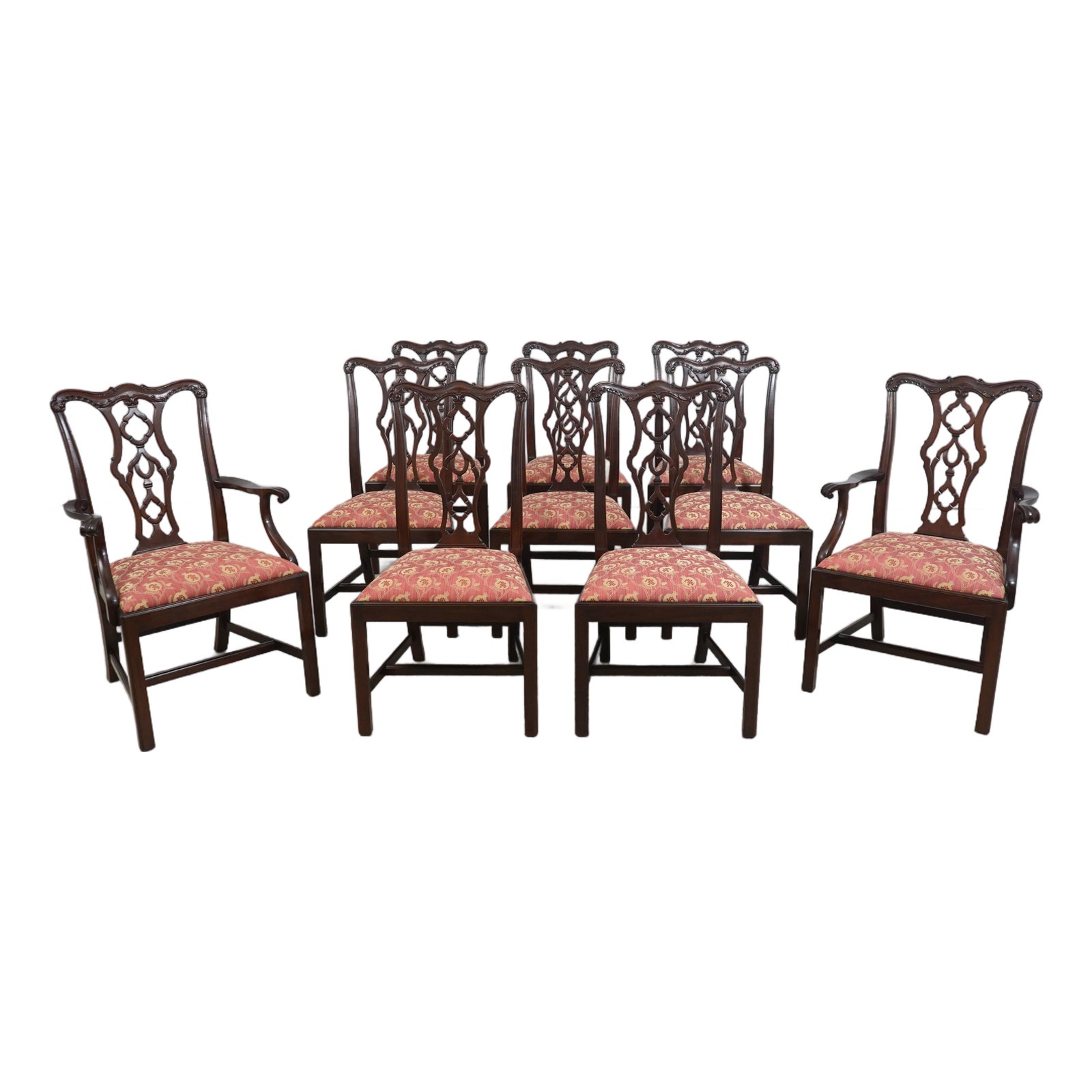 Set of 10 Henkel Harris Model 115 Mahogany Dining Room Chairs | Chairish