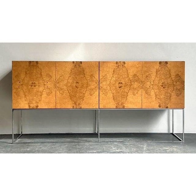 Vintage Boho Book Matched a Burl Wood Credenza After Thayer Coggin ...