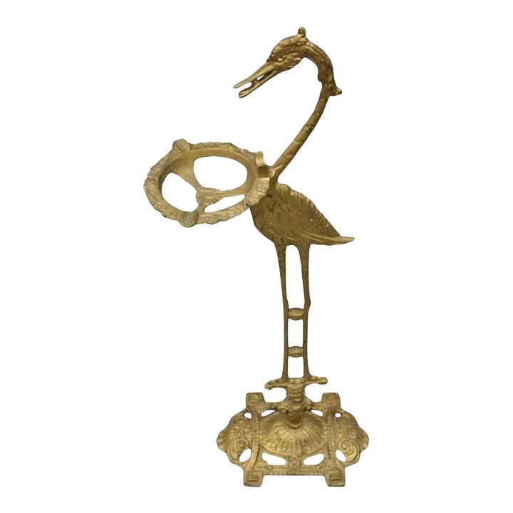 Early 20th Century Art Deco Cast Iron Stork Bird Ashtray Smoking Stand ...