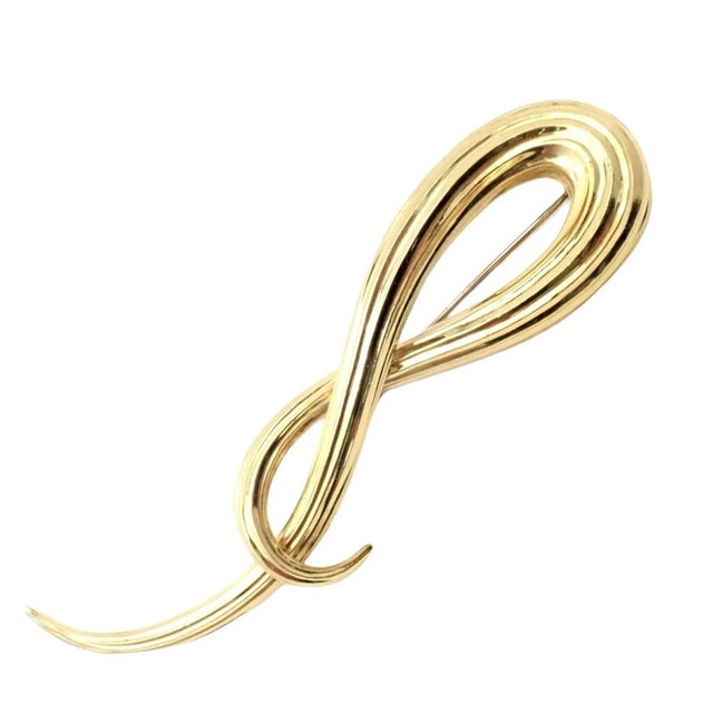Henry Dunay 18k Yellow Gold Abstract Pin Brooch | Chairish