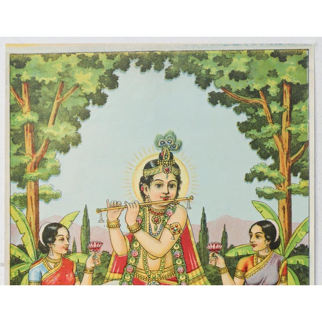 1920 Indian Offset Lithography, "Venugopal No.2" Krishna - God Playing ...