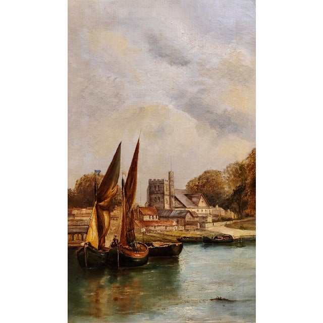 Walter William Acock -Boats on a London Marina -19th Century Oil ...