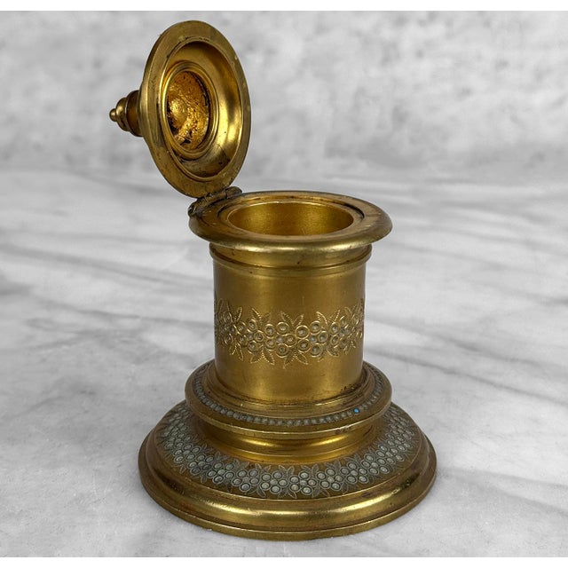 Antique Traditional Moorish Brass Library Inkwell | Chairish