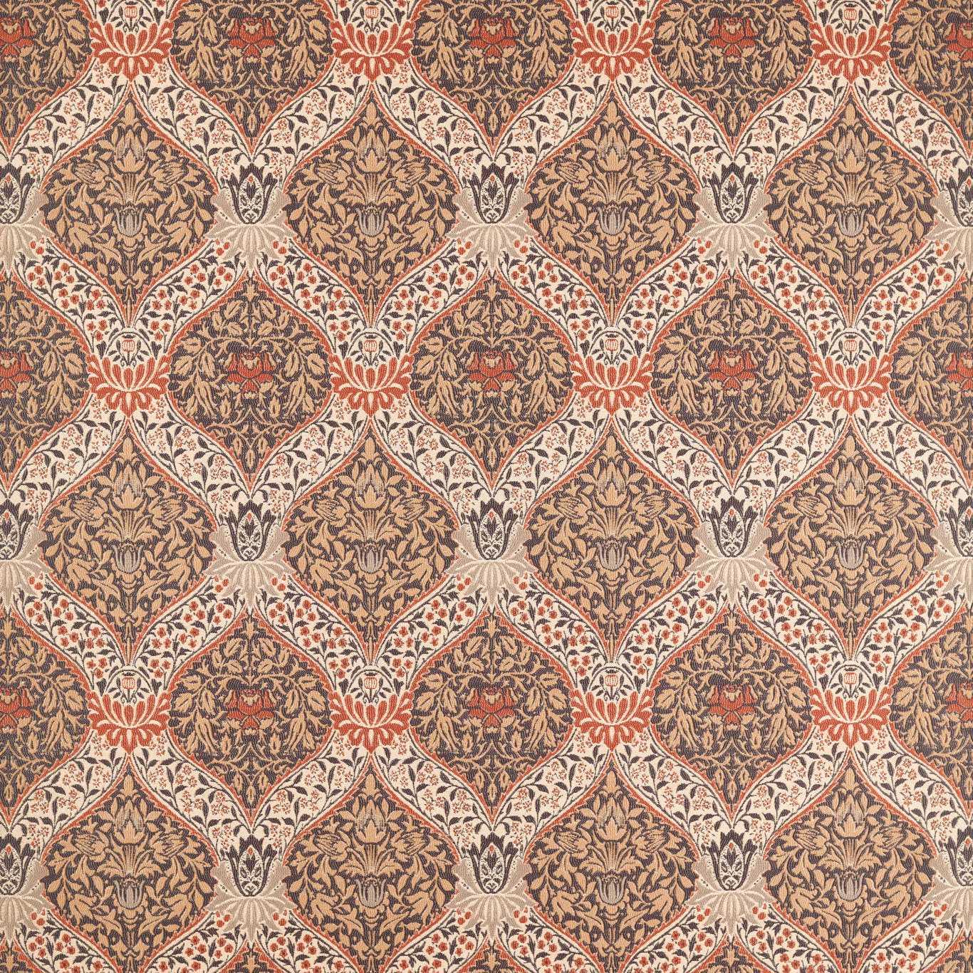 Morris & Co. Norbury Weave Fabric in Tobacco/Russet | Chairish