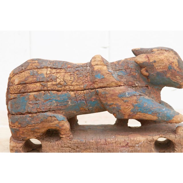 Ancient Indian Wooden Nandi Figure | Chairish