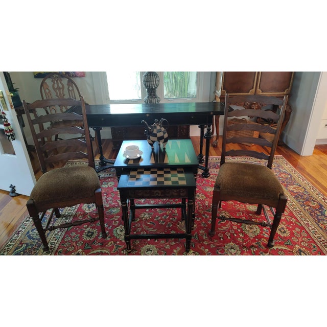 Nesting Game Table Set (Two Tables) With One Pull-Out Drawer in Lower ...