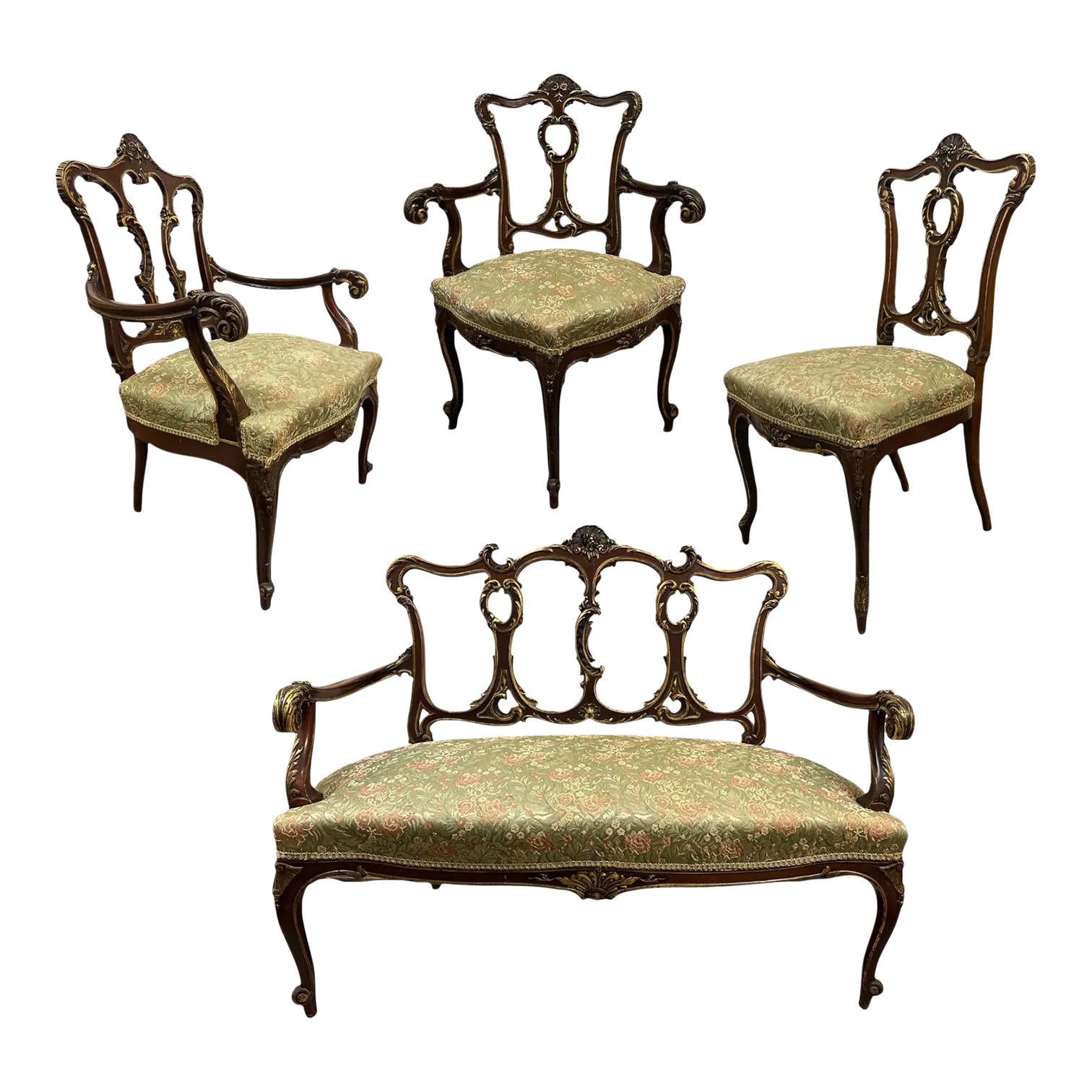 Venetian Rococo Parcel Gilt Four-Piece Parlor Set, Circa 1900 | Chairish
