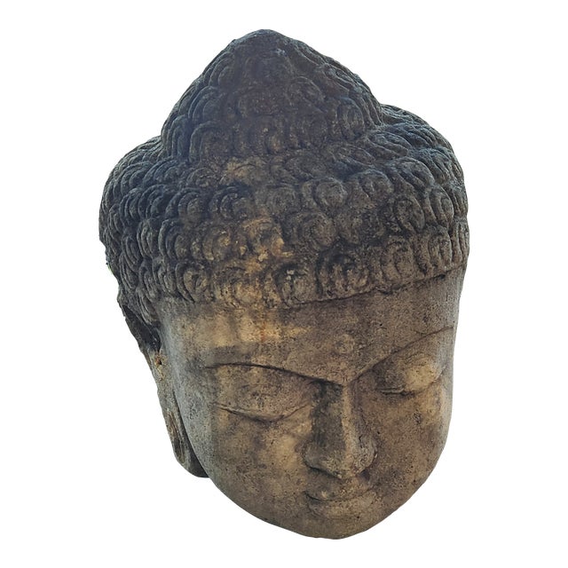 Vintage Buddha Head Garden Statue | Chairish
