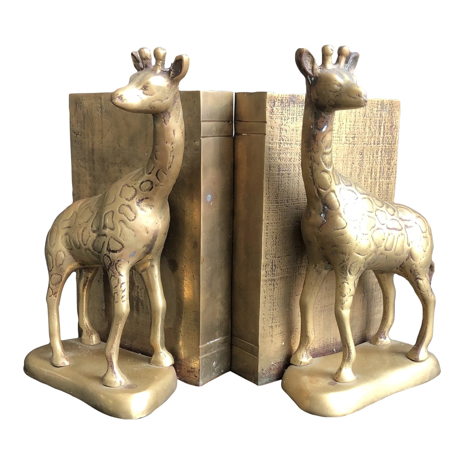 Vintage Mid-Century Brass Giraffe Bookends | Chairish