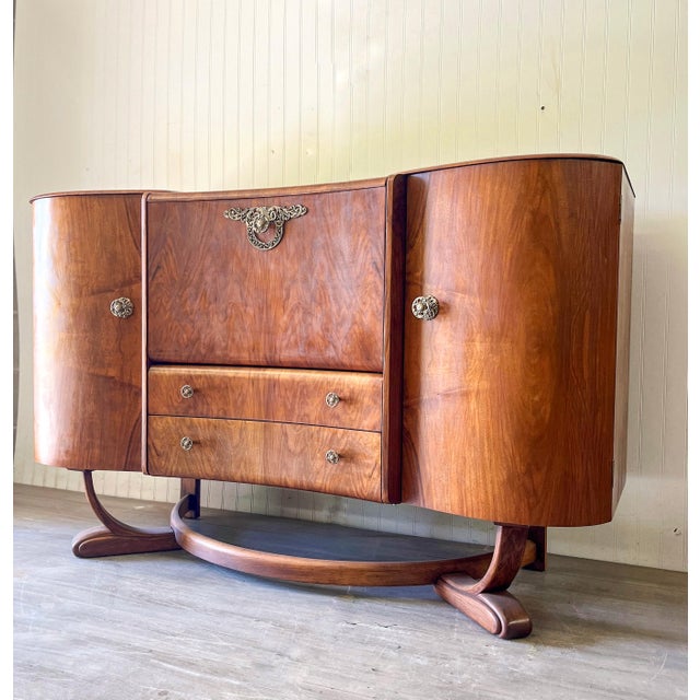 1957 Beautility Sideboard With Lighted Center Bar | Chairish