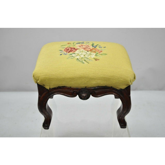 Antique Victorian Carved Walnut Figural Lion Female Face Footstool ...