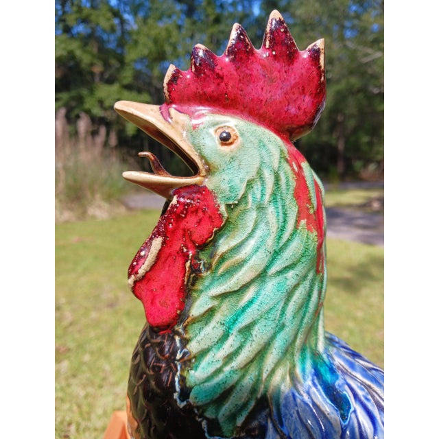 Late 20th Century Hand Painted Chinese Ceramic Rooster | Chairish