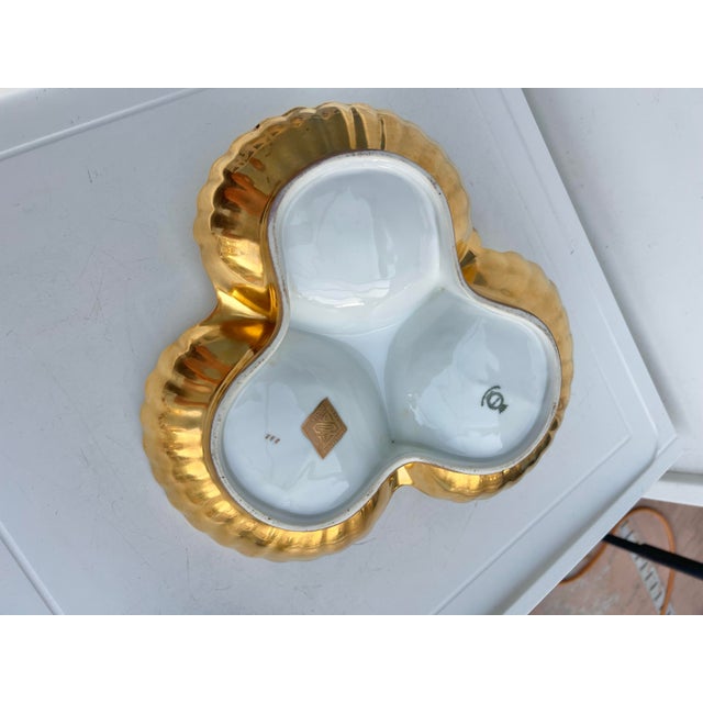 1920s Gold Divided Candy Bowl With Handle | Chairish