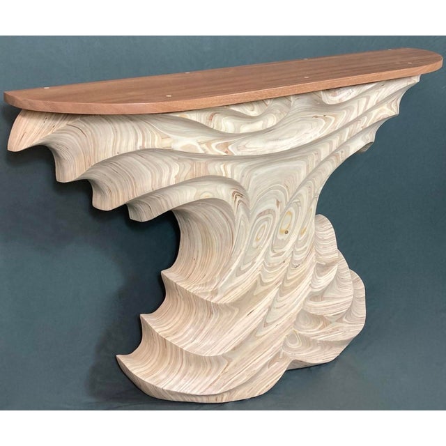 Stylized Carved Organic Modern Console Table | Chairish