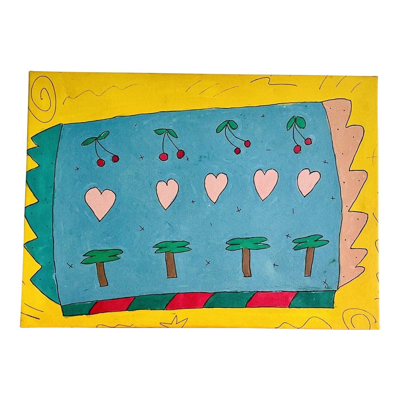 Late 20th Century Memphis Postmodern Still Life Acrylic Painting on ...