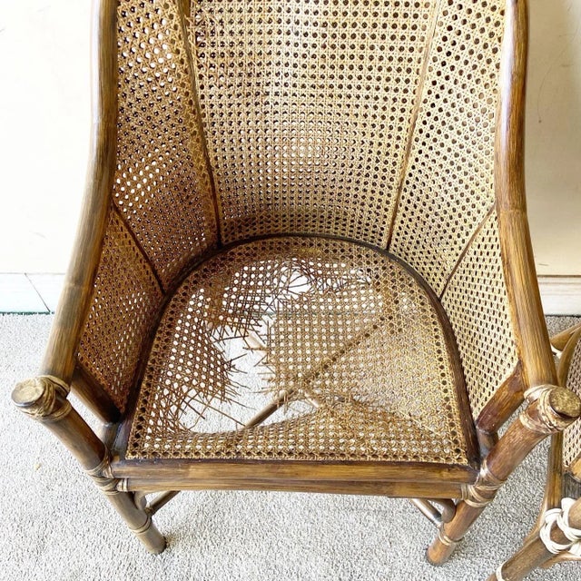 Bohemian Bamboo and Cane Arm Chairs by McGuire - Set of 4 | Chairish