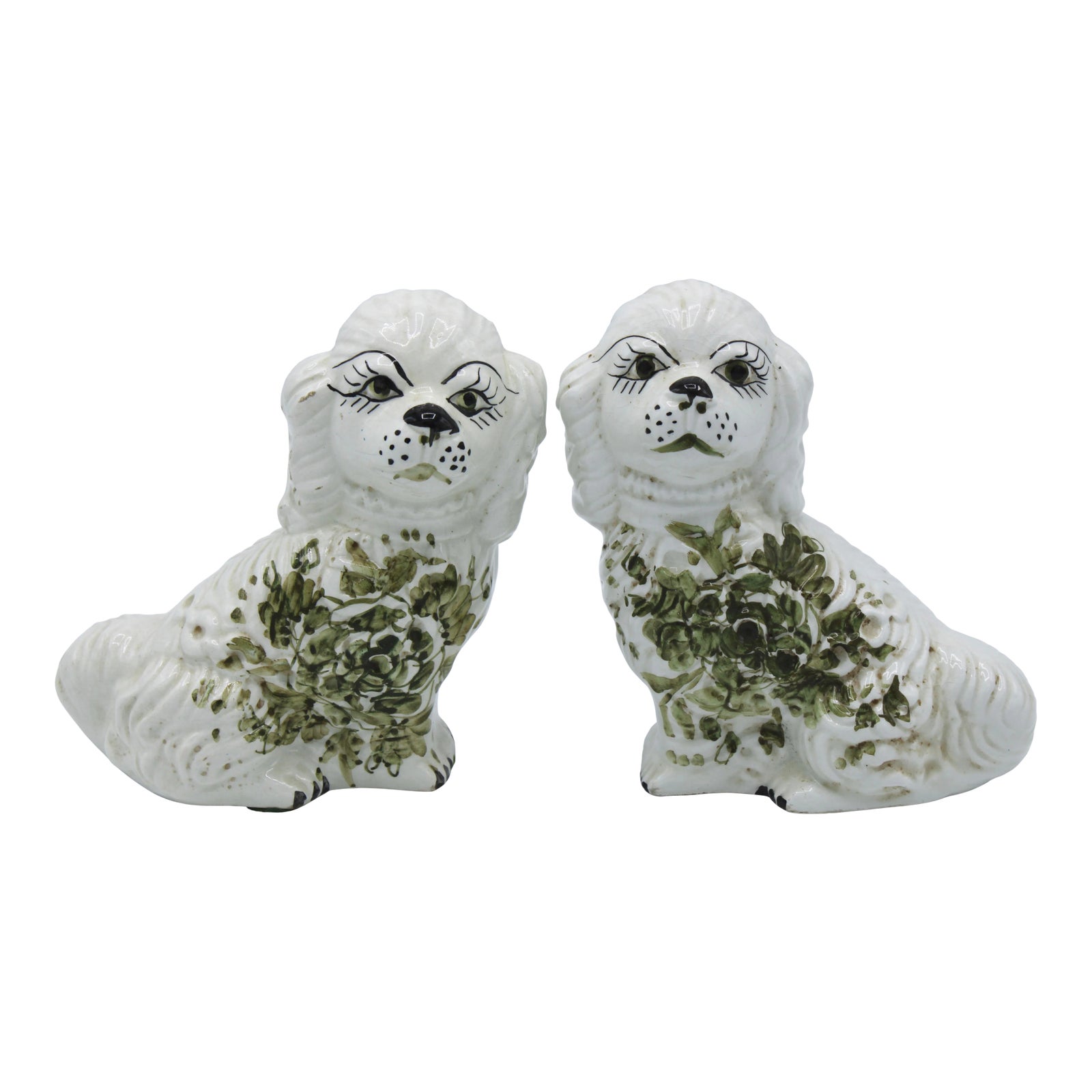Mid Century Italian Staffordshire Ceramic Spaniel Dogs | Chairish