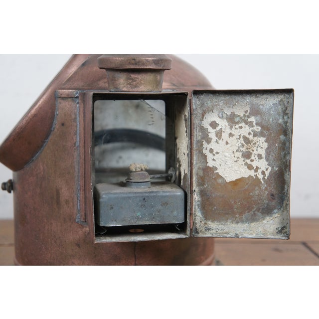 Antique Copper Brass Nautical Maritime Gimbal Compass Binnacle Oil Lamp ...