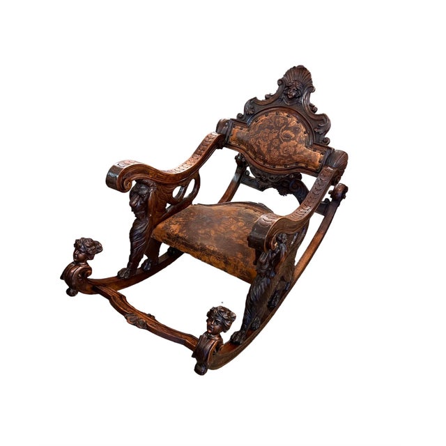 Antique Venetian Italian Circa 1850 Hand Carved Fruitwood Leather ...