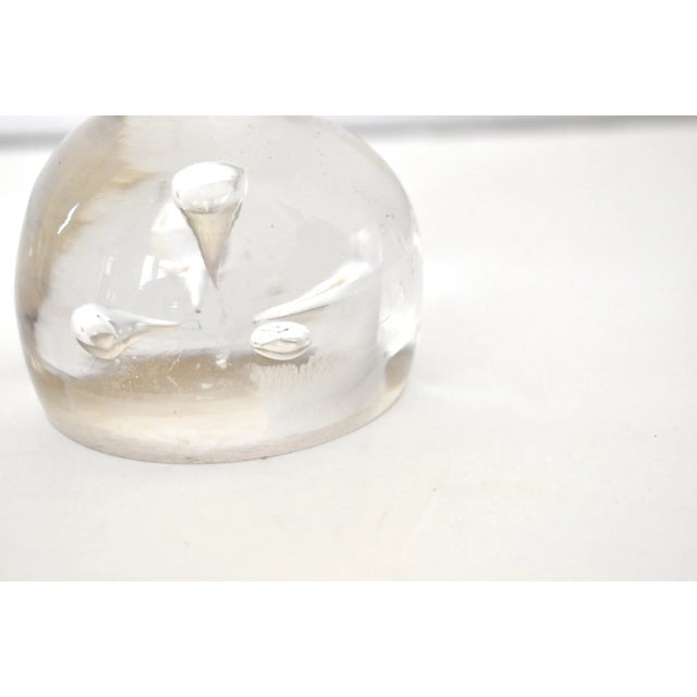 Clear Hand-Blown Glass Paperweight With Bubbles | Chairish
