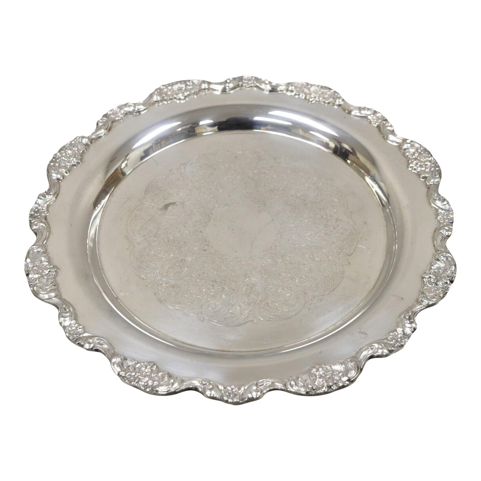 Vintage Towle Silver Plated Victorian Style Round Platter | Chairish