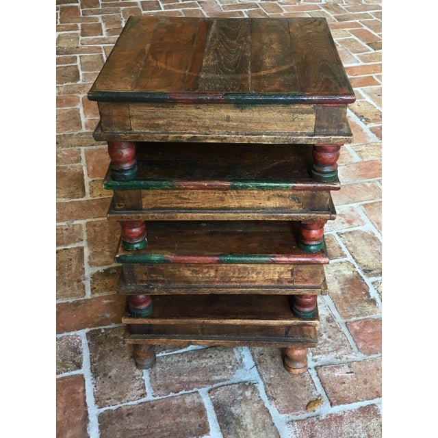 Mid 20th Century Red and Green Accent Wooden Stacking Tables - Set of 4 ...