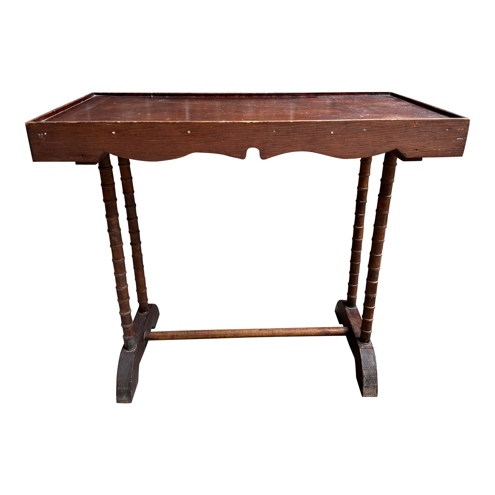 Antique Arts and Crafts Style Spool Leg Wooden Side Table | Chairish