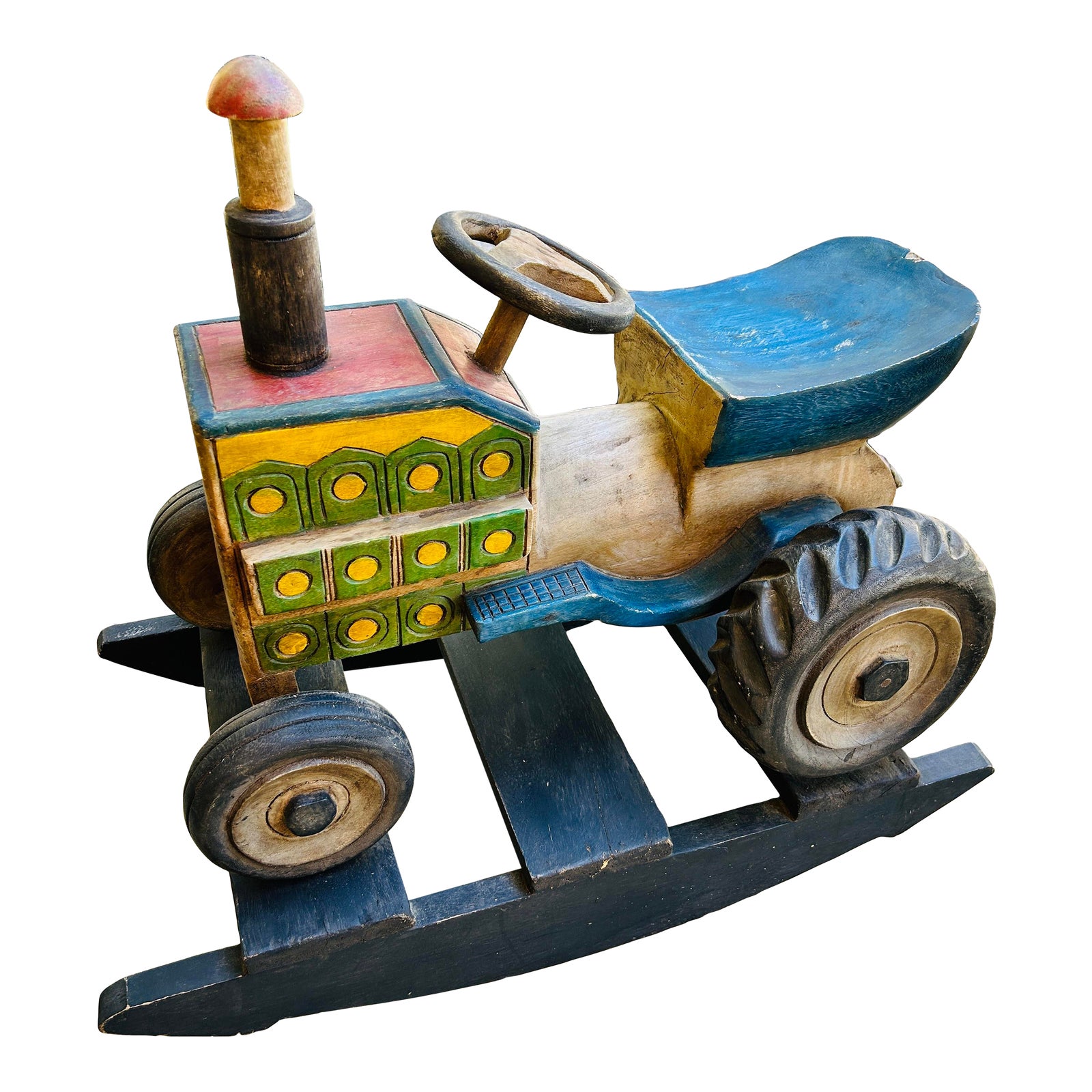 Mid 20th Century Wooden Rocking Tractor Toy, Handcrafted, Ventura ...