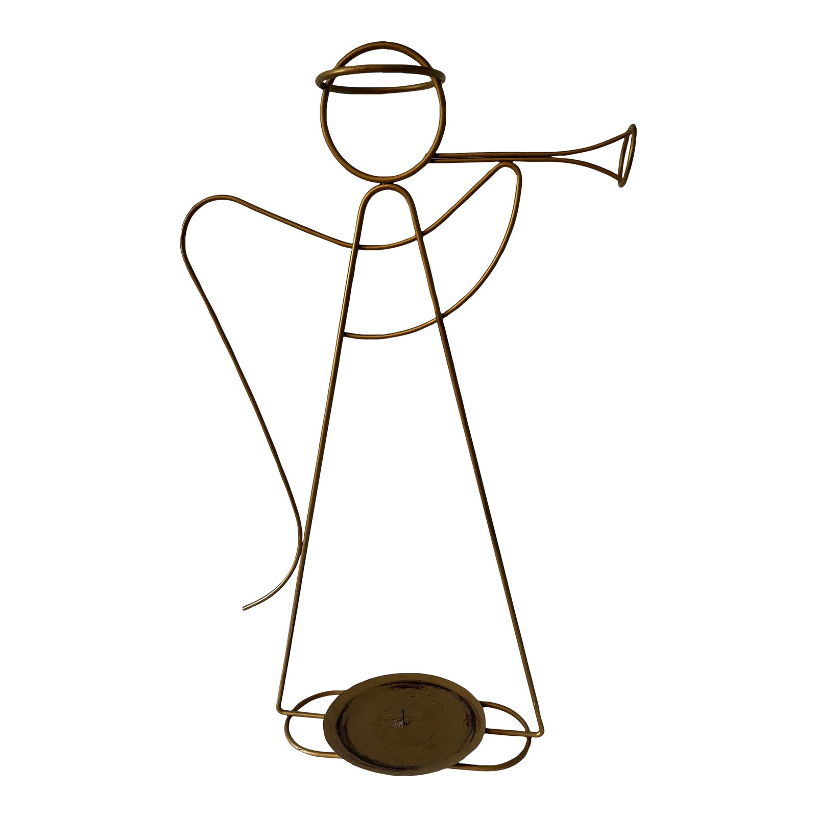 Vintage Large Metal Angel Candle Holder | Chairish