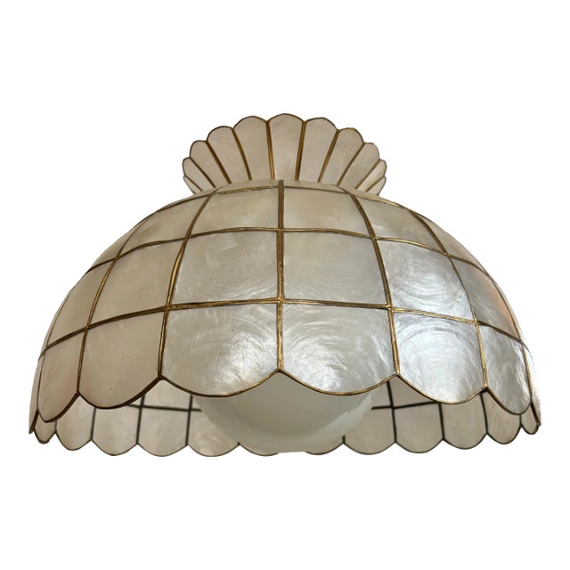 1980s Capiz Shell Hanging Lamp | Chairish