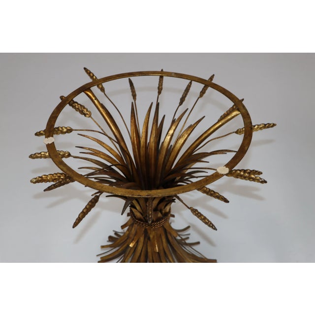 1960's Coco Chanel Style Sheaf Of Wheat Gilt Side Table | Chairish