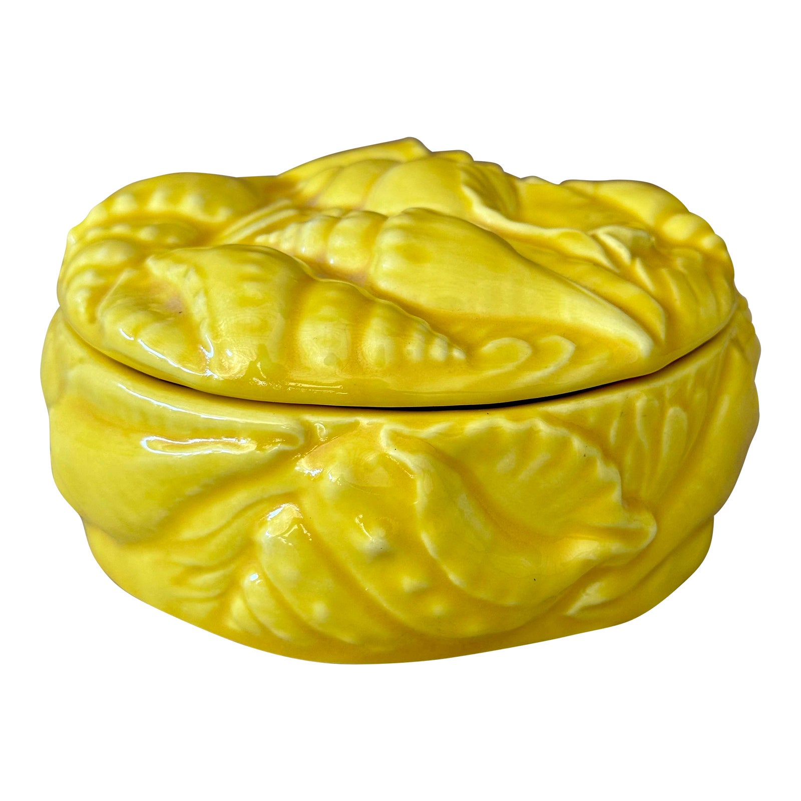 Coastal “Bahamas” Ceramic Glazed Sculptural Shell Trinket Lidded ...