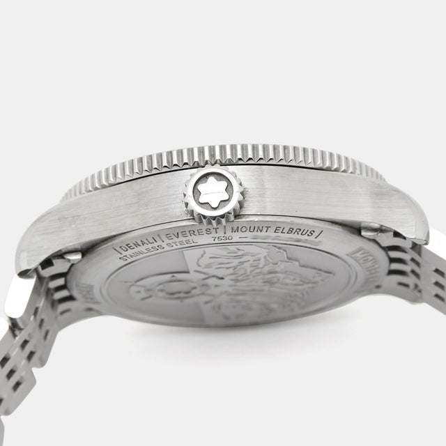 Montblanc Black Stainless Steel Geosphere 125872 Men's Wristwatch 42 Mm ...