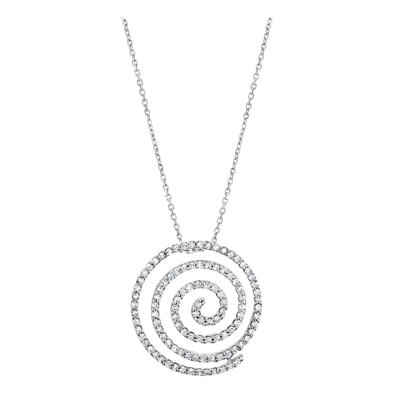 Circular Pave Diamond pendant .45cttw 14k White Gold 16" | Chairish