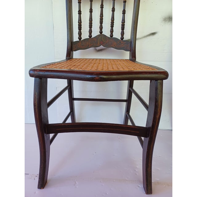 Mid 19th Century Hand Decorated Antique Cane Bottom Chairs - Set of 4 ...