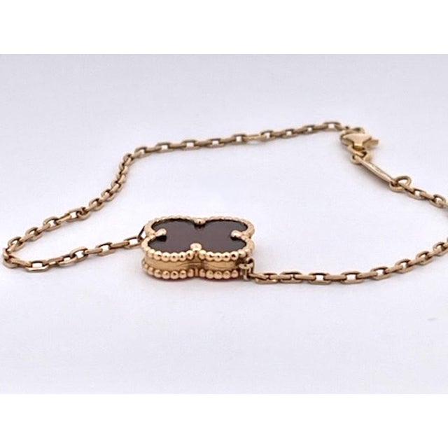 Van Cleef & Arpels Carnelian Single Clover Bracelet | Chairish