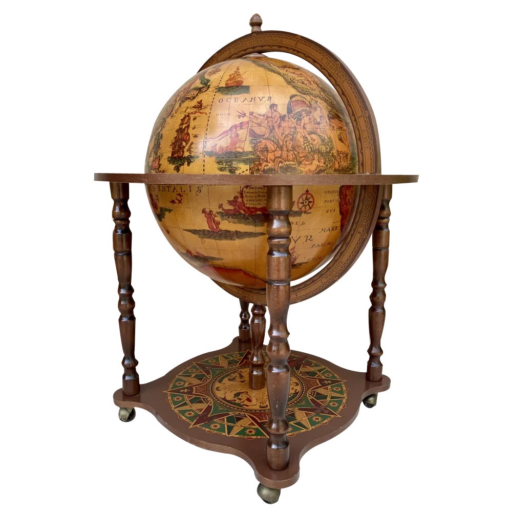 Italian Globe in Wood and Metal, 1960s | Chairish