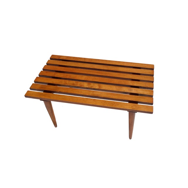 Mid 20th Century Solid Hardwood Slatted Alcove Bench, Made in Italy ...