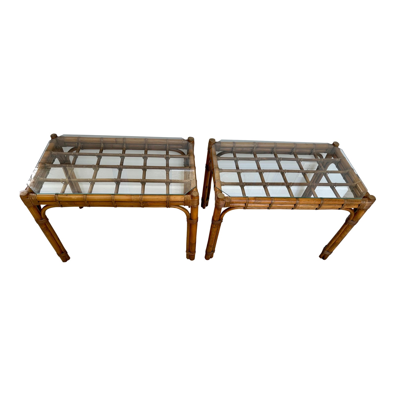 1980s Rattan End Tables Franco Albini Style - a Pair | Chairish