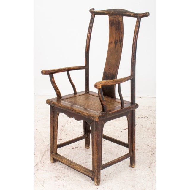 Antique Chinese High Yoke Back Wood Armchair | Chairish