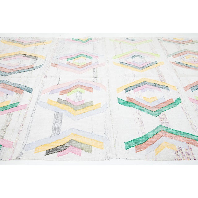 Kilim Flatweave Beige Wool Rug With Modern Geometric Pattern | Chairish