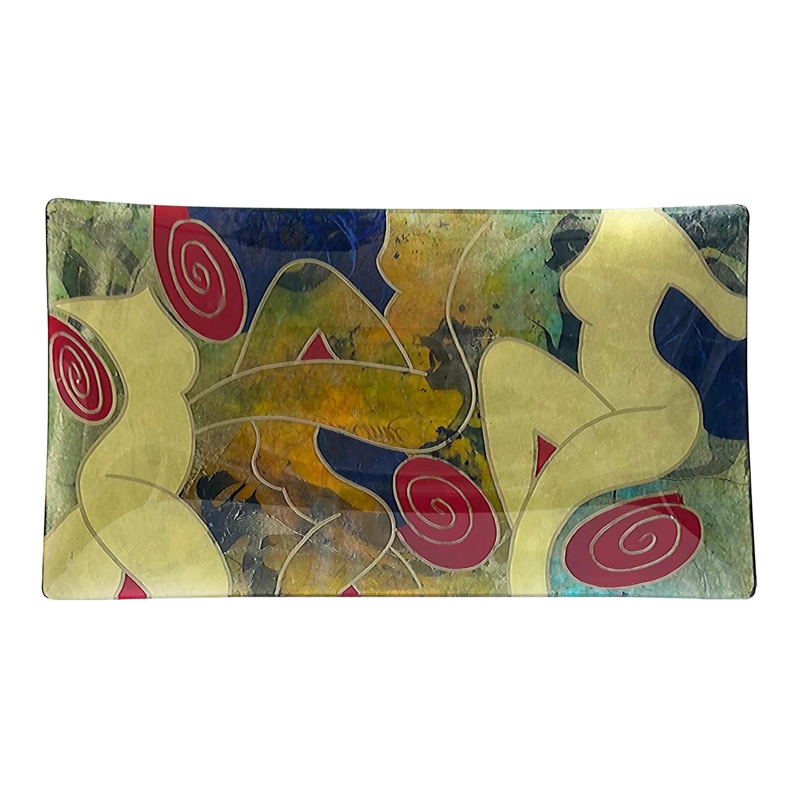 Late 20th Century Abstract Verre Églomisé Reverse Painted Nudes Glass ...