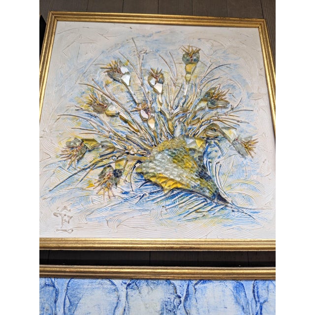 Framed Mixed Media & Glass Paintings - Set of 4 | Chairish