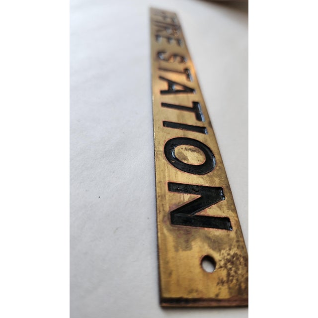 1950s Vintage Brass "Fire Station" Sign / Plaque | Chairish