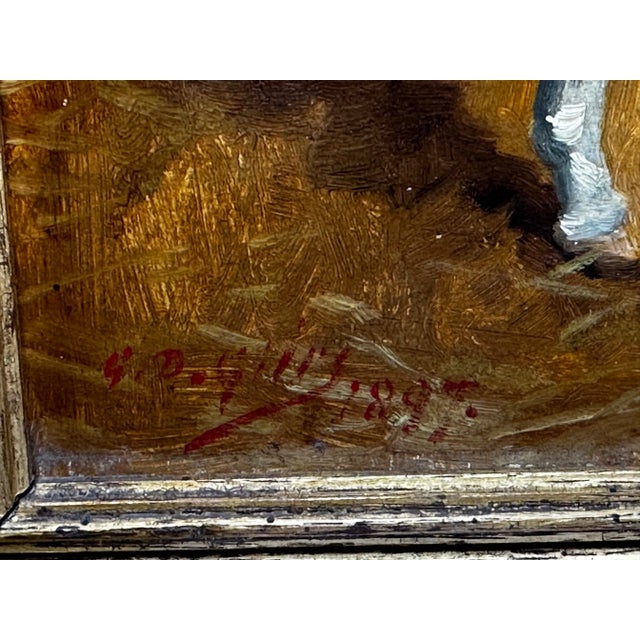 British Oil Painting of a Victorian White Horse in Stable by Godfrey ...