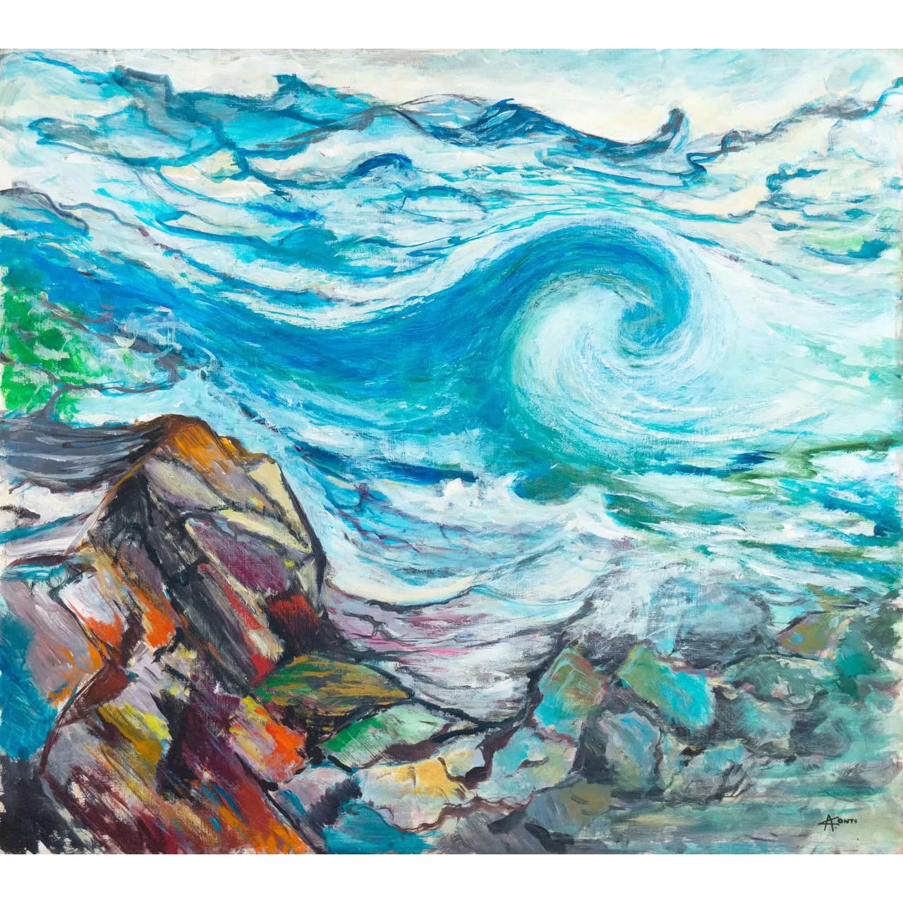 'Wave Off the Coast' by Alberto Conti, California Modernist Seascape ...