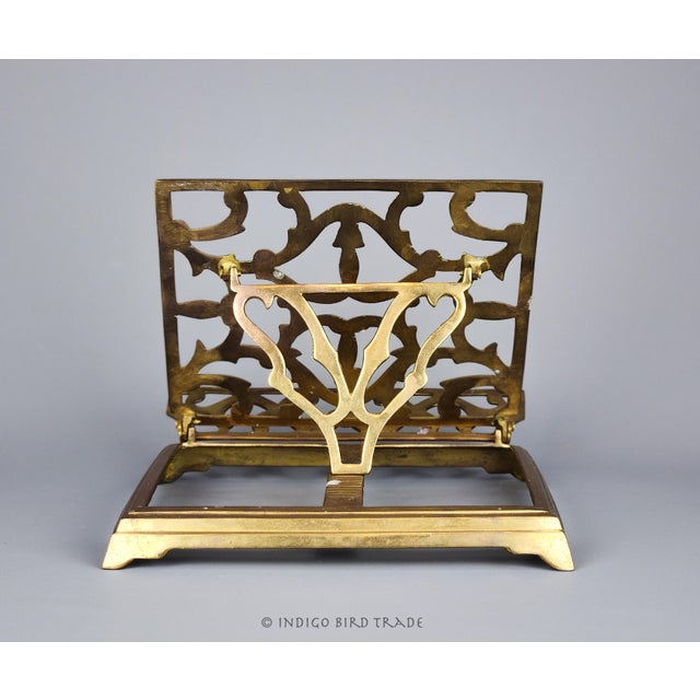 Mid Century Large Brass Folding Book Stand Easel | Chairish