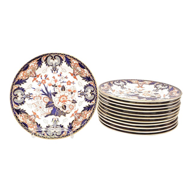 Set of Twelve Royal Crown Derby Plates, England Circa 1870 | Chairish